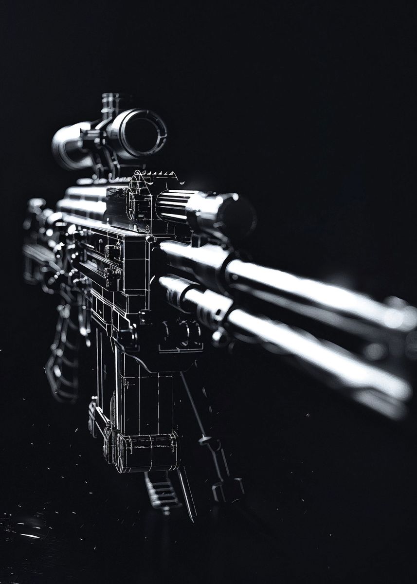 'M240 Machine Gun weapon gr' Poster, picture, metal print, paint by Ricardo Key | Displate