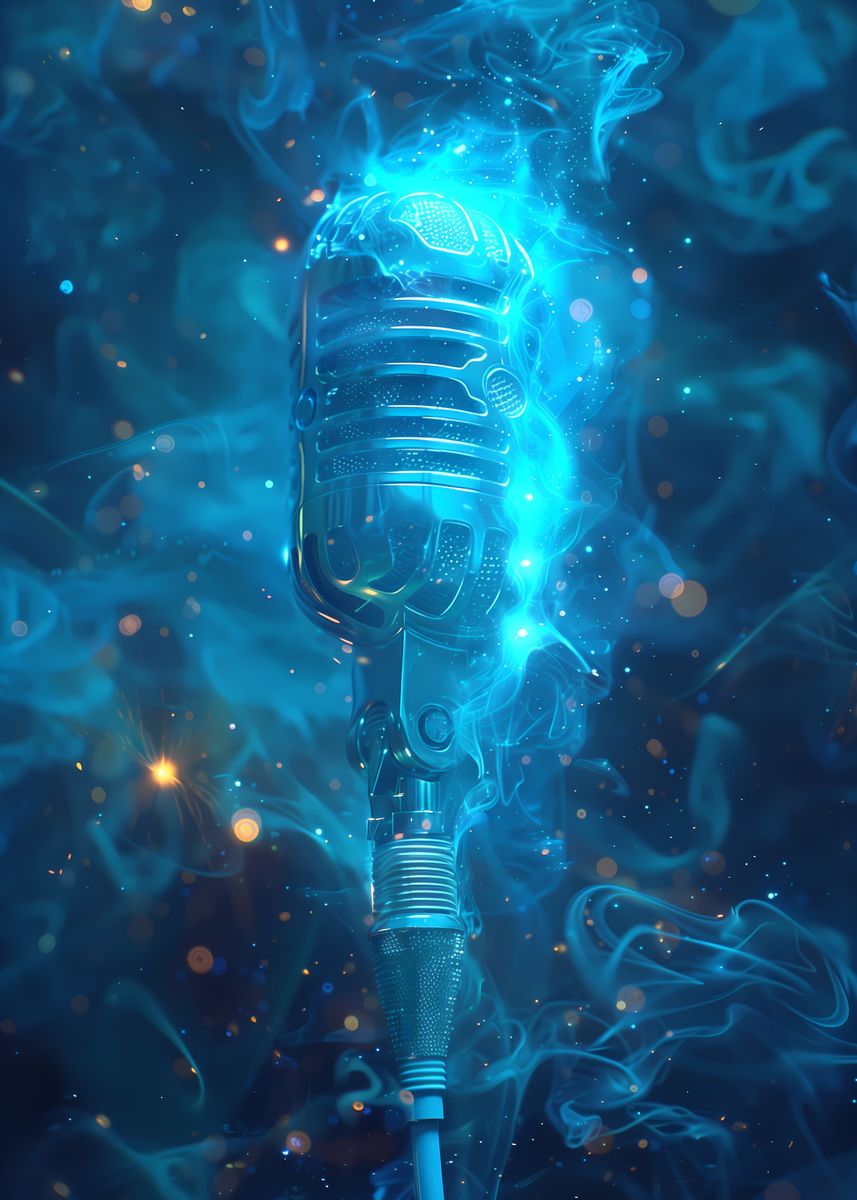 'Music Cosmic Microphone ' Poster, picture, metal print, paint by ...
