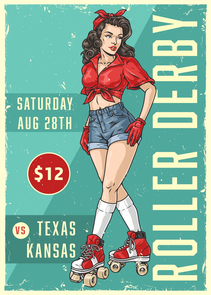 'Roller Pin Up Girl' Poster, picture, metal print, paint by dkDesign ...