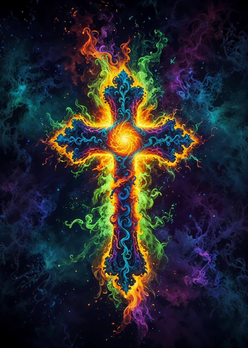 'Cross' Poster, picture, metal print, paint by VR World | Displate