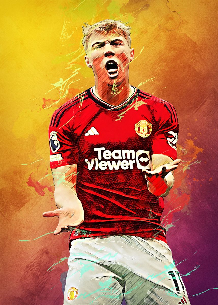 'Rasmus Hojlund' Poster, picture, metal print, paint by JosiahVeum ...