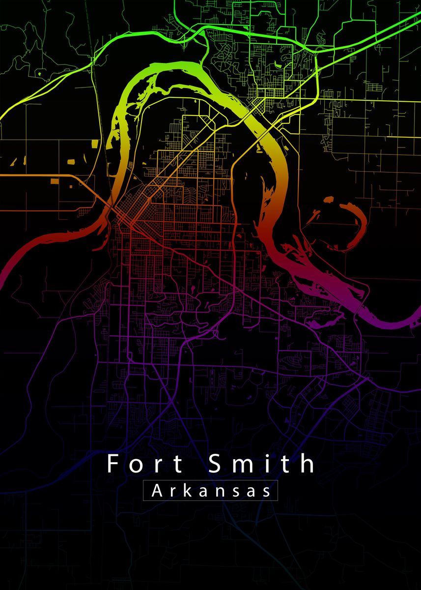 'Fort Smith City Map' Poster, picture, metal print, paint by Robin ...