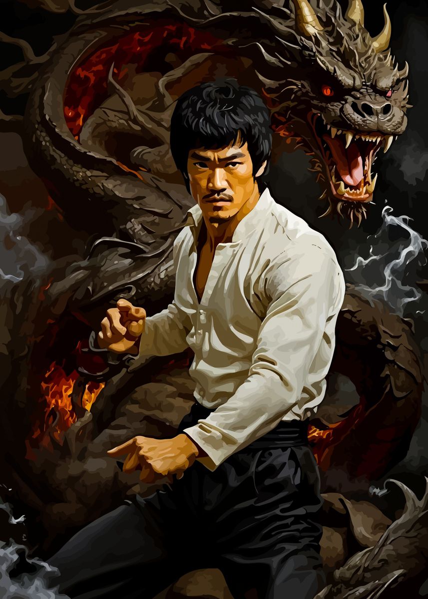 'Bruce Lee Dragon Angry' Poster, picture, metal print, paint by Ace ...