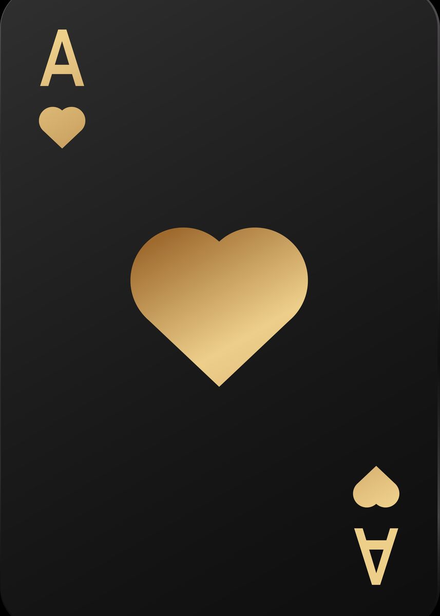 'ace of hearts golden card' Poster, picture, metal print, paint by ...