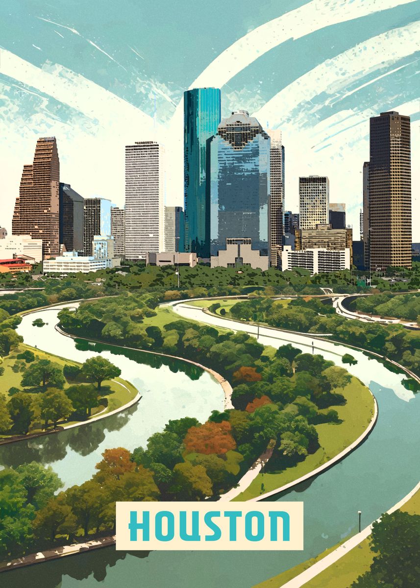 'Houston' Poster, picture, metal print, paint by Bo Kev | Displate