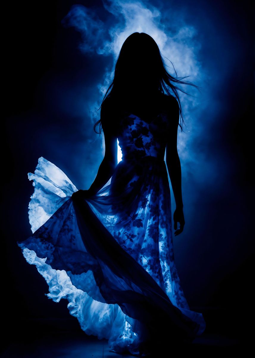 'Blue Ghost woman in fog' Poster, picture, metal print, paint by By ...