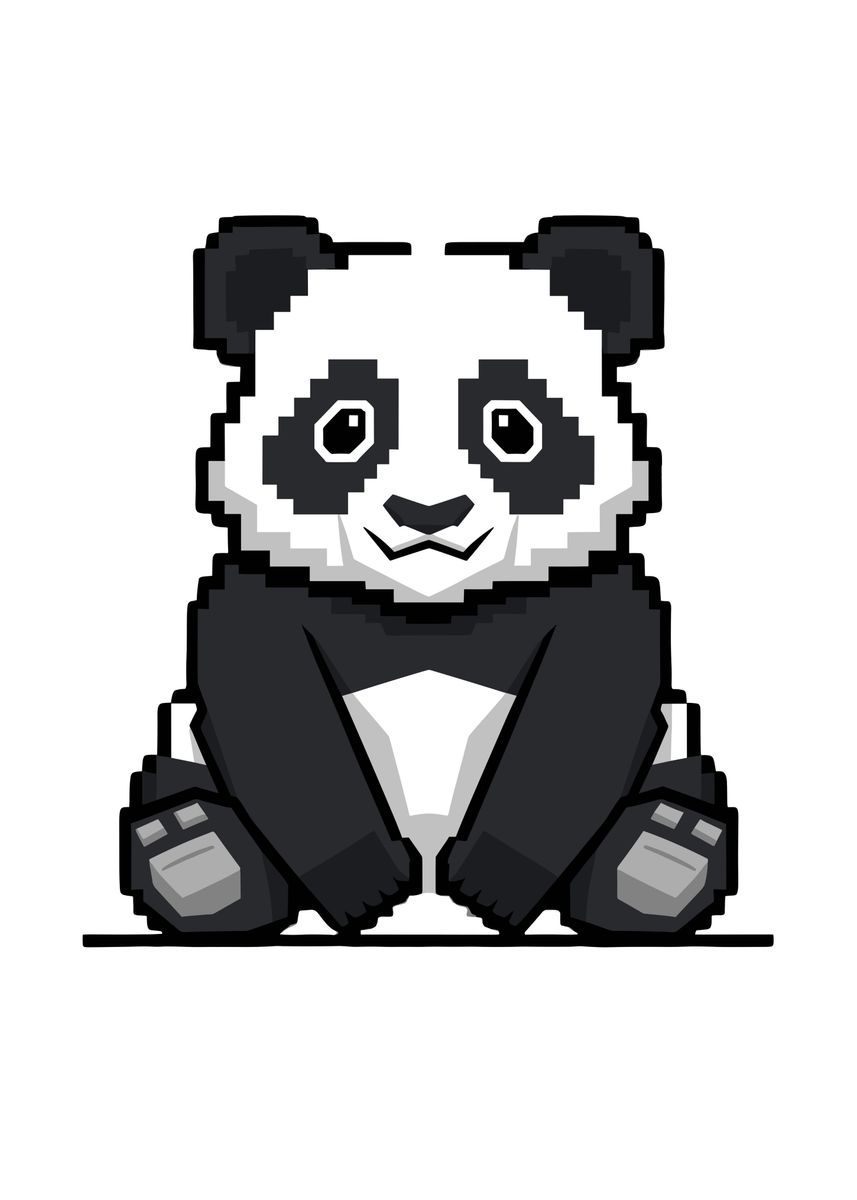 'Panda 8Bit' Poster, picture, metal print, paint by Vicky Hanggara ...