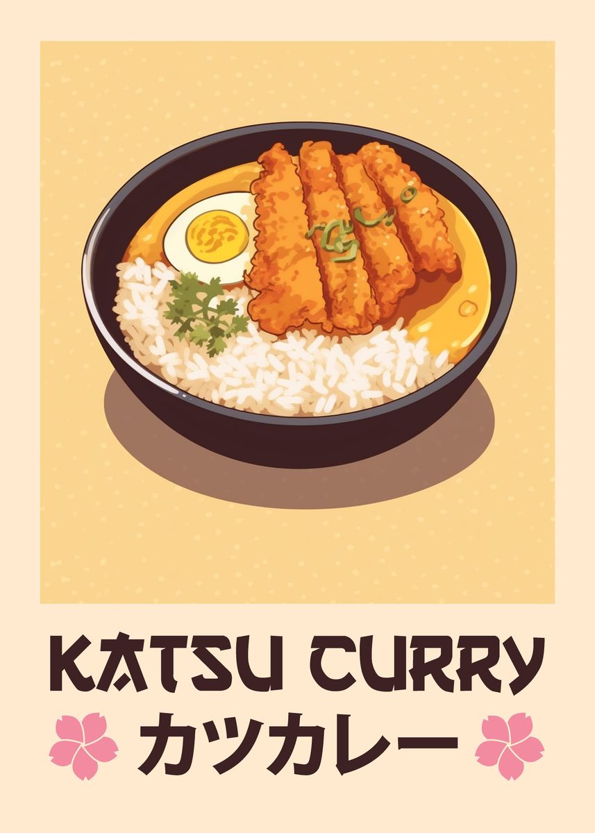 'Chicken Katsu Curry' Poster, picture, metal print, paint by Mini ...