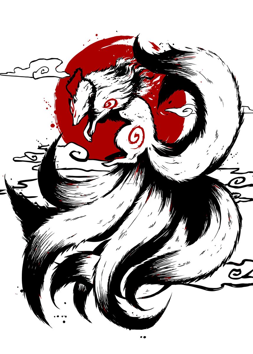 'The Wolf Nine Tails Legend' Poster, picture, metal print, paint by ...