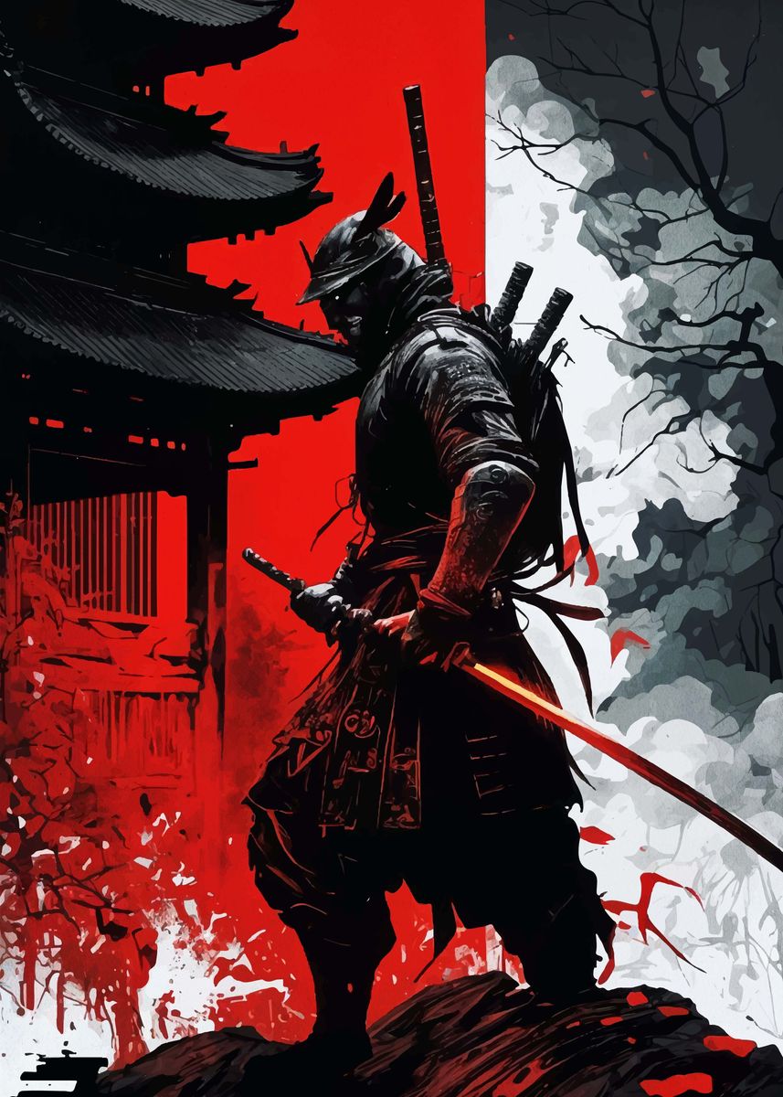 'Samurai Japan Landscape' Poster, picture, metal print, paint by EPL ...
