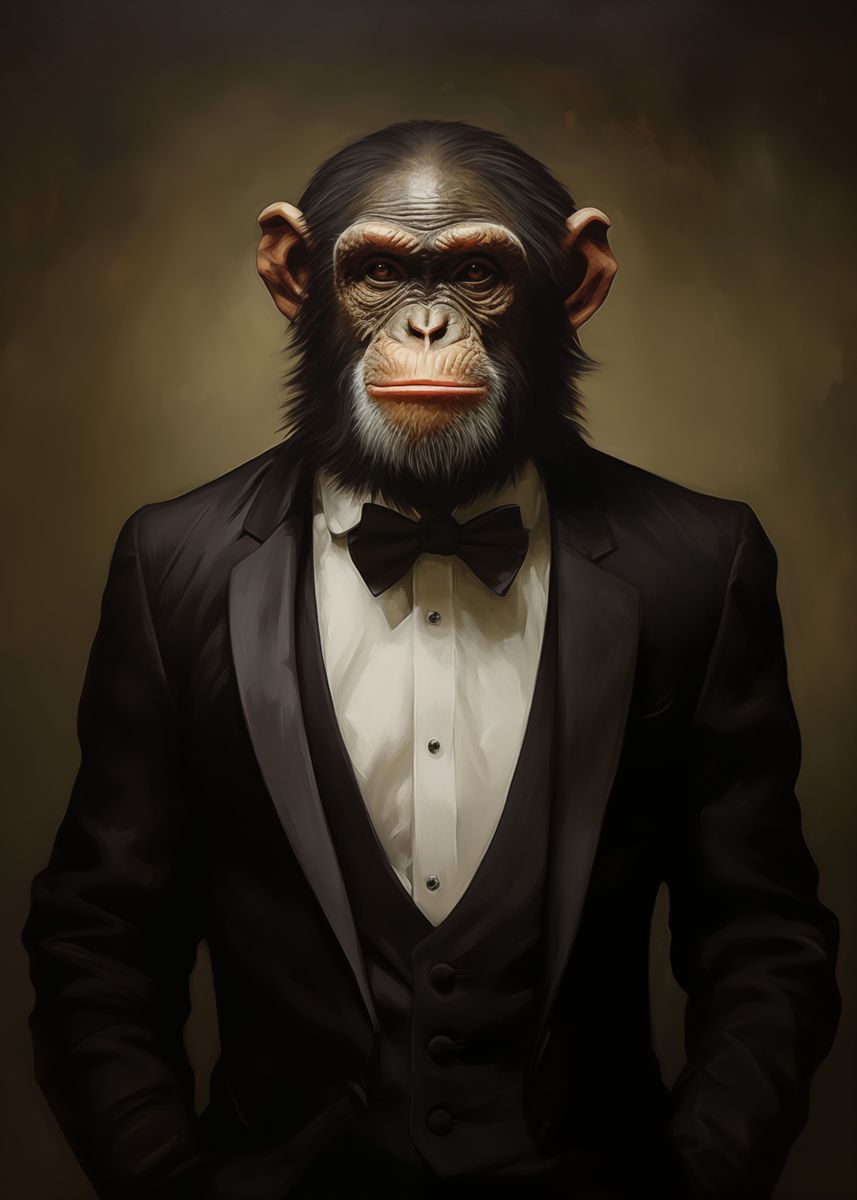 'Tuxedo Chimp' Poster, picture, metal print, paint by Boot Hill | Displate