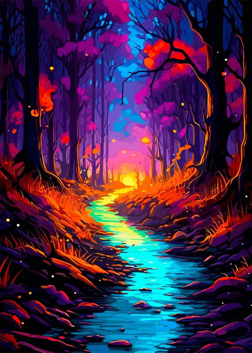 'Colorful Forest' Poster, picture, metal print, paint by Magnum Attack ...
