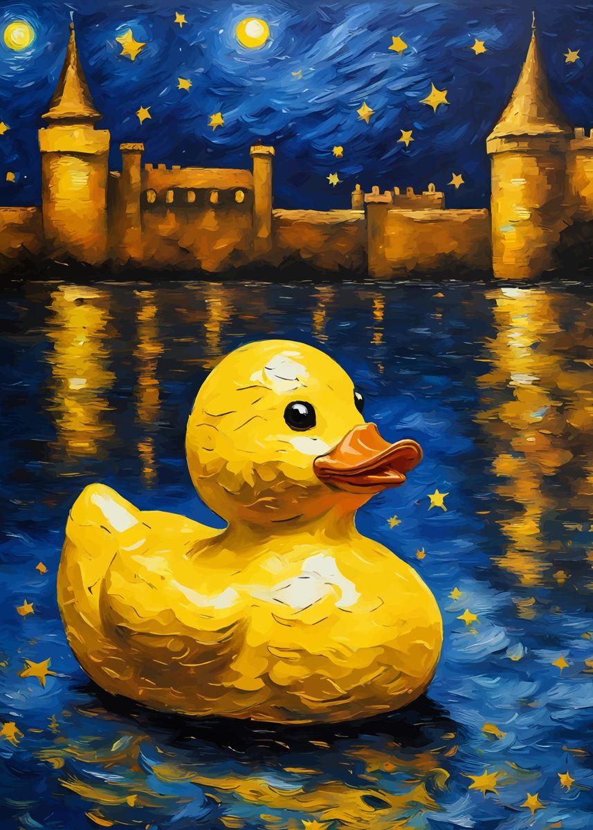 'Duck and Castle' Poster, picture, metal print, paint by MIROKU | Displate