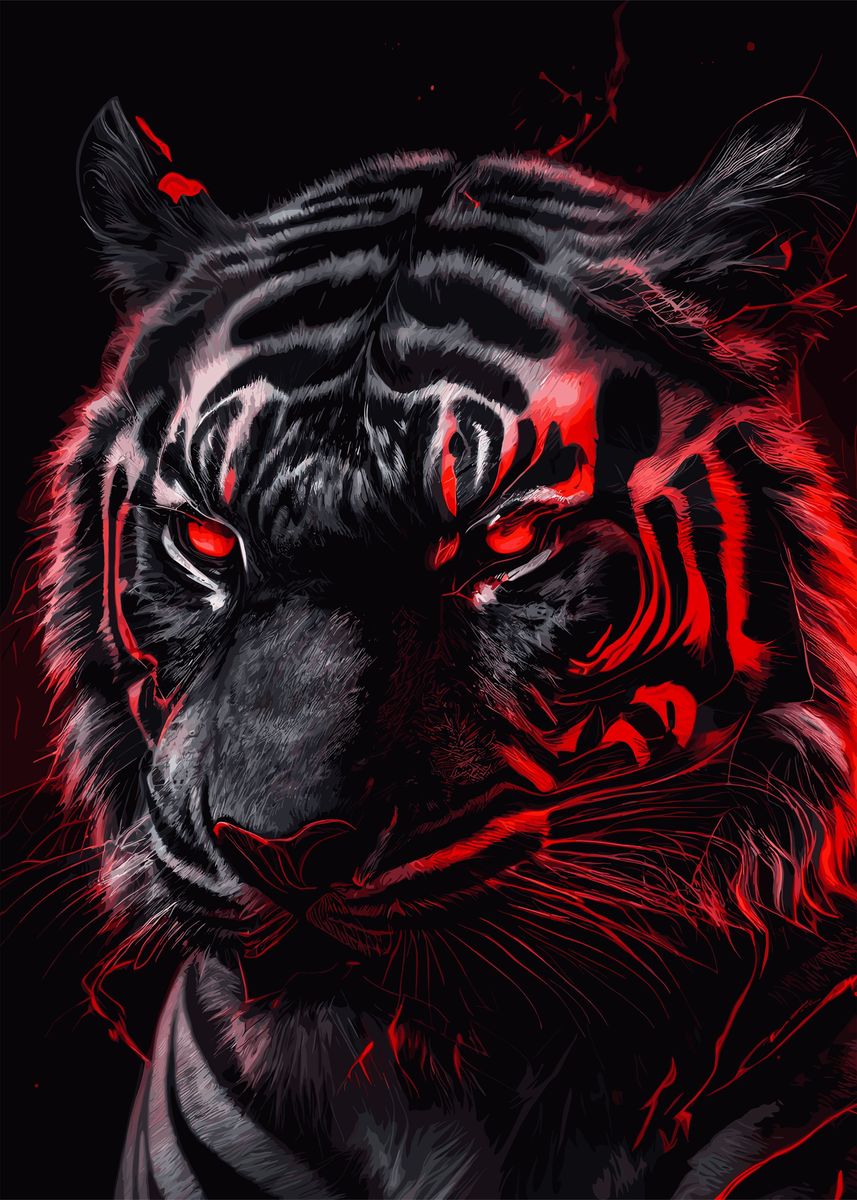 'Horror Tiger' Poster, picture, metal print, paint by Fanth | Displate