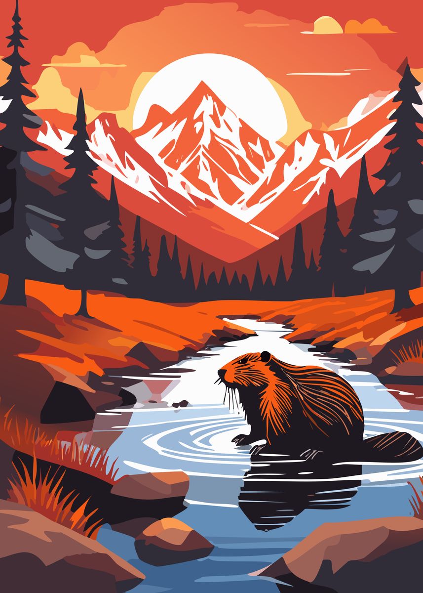 'Beaver' Poster, picture, metal print, paint by Greg | Displate