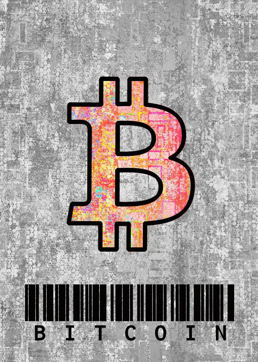 'Bitcoin Logo and Barcode' Poster, picture, metal print, paint by ...