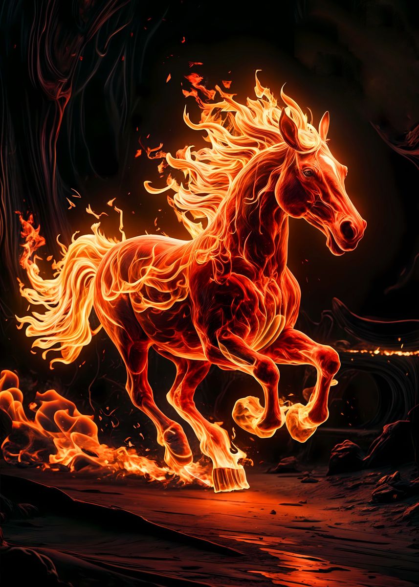 'Horses Fire' Poster, picture, metal print, paint by Ayen Khusna Art ...