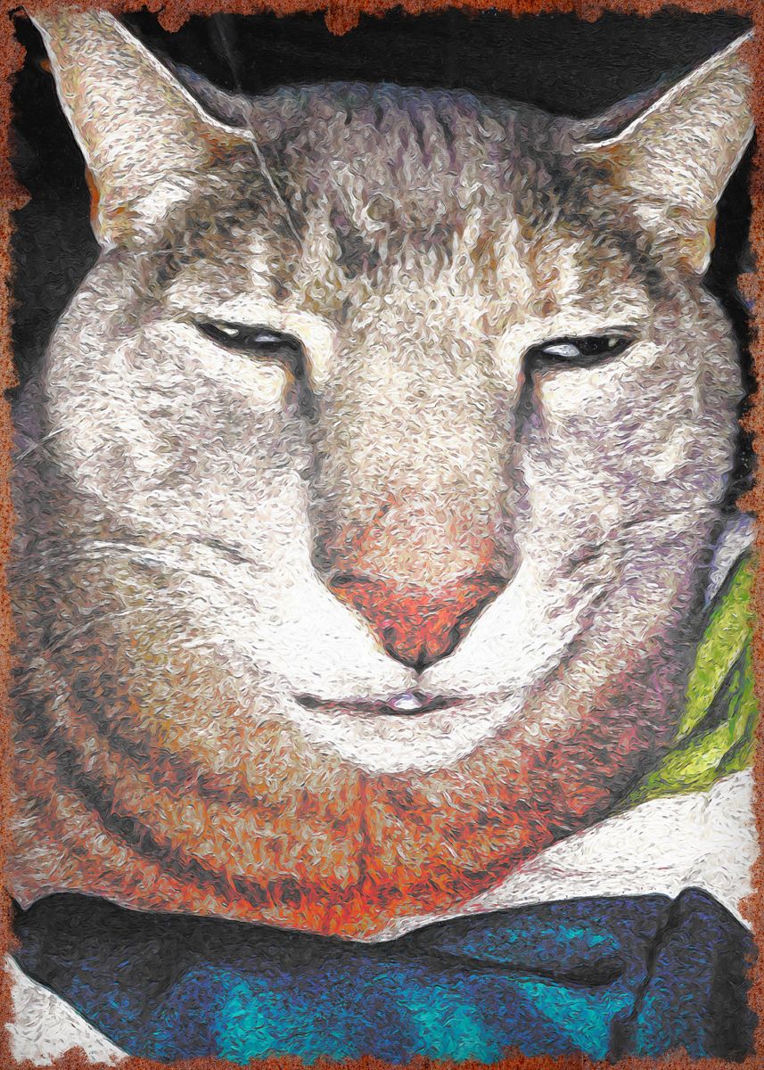 'sleepy cat meme' Poster, picture, metal print, paint by Limited ...