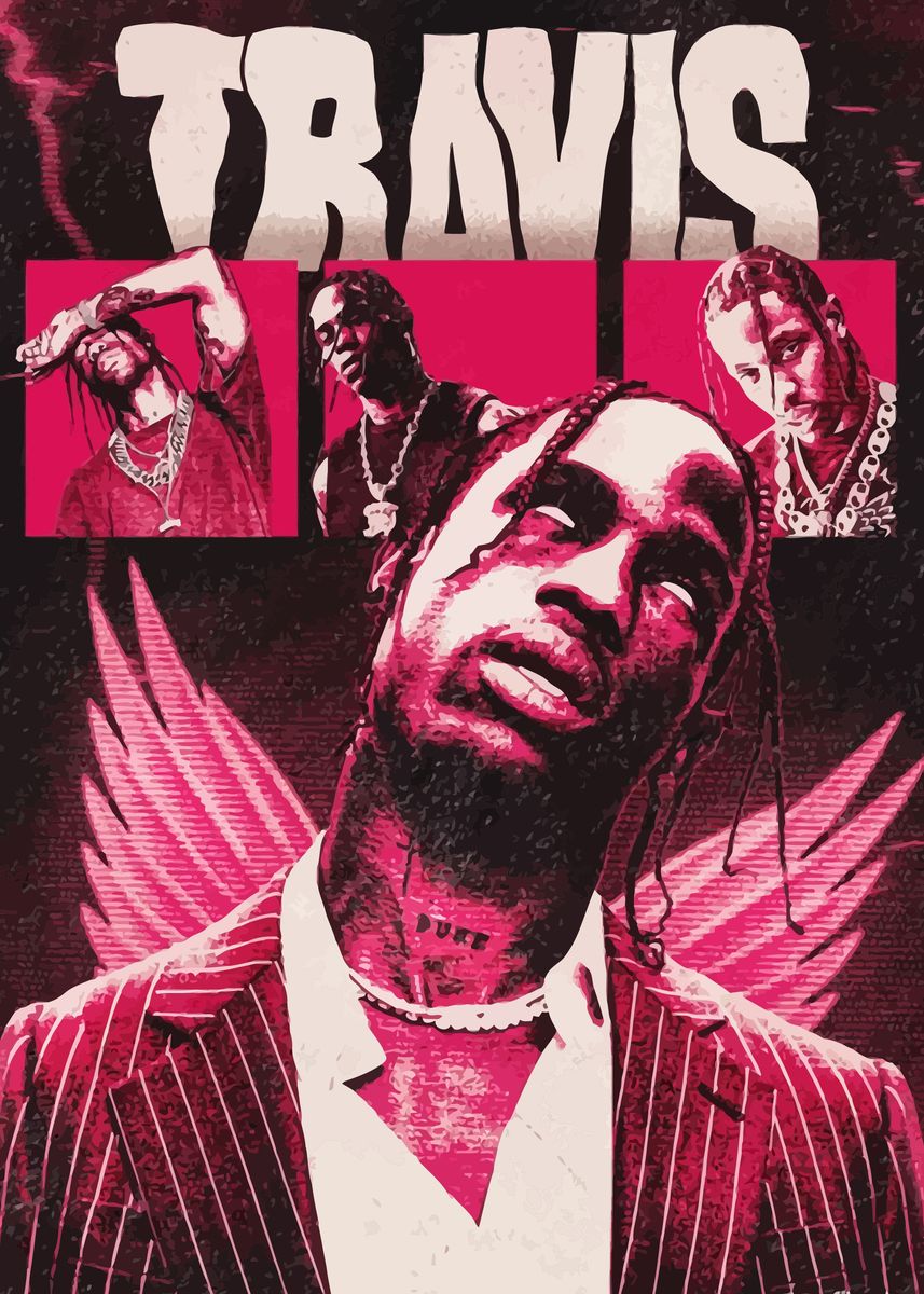 'Travis Scoot Rapper' Poster, picture, metal print, paint by Levi ...