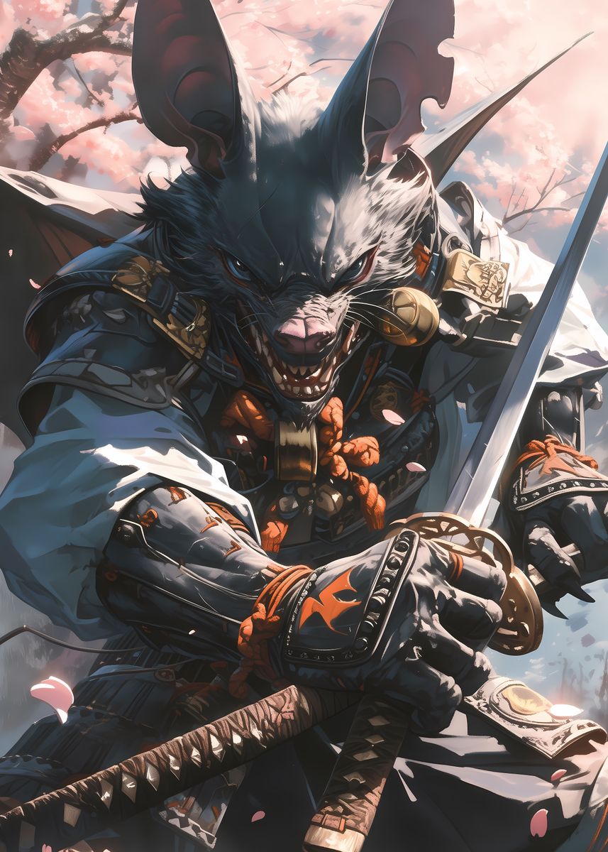 'Samurai Bat Warrior' Poster, picture, metal print, paint by Joshua T ...