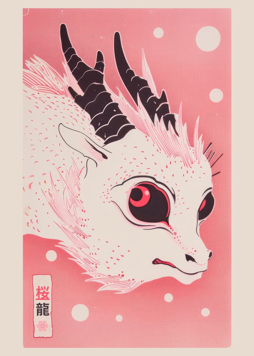 'Cute Japanese Snow Dragon' Poster, picture, metal print, paint by ...