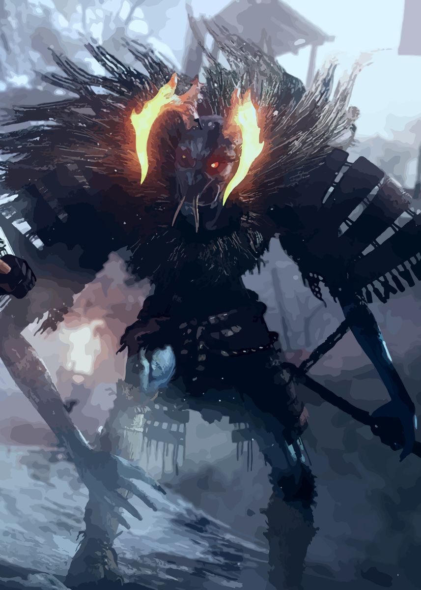 'samurai vs monster' Poster, picture, metal print, paint by Gadot ...