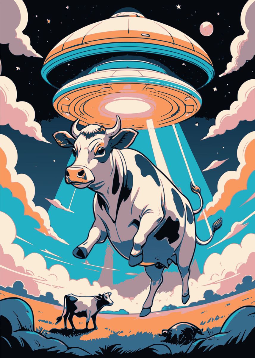 'go cow ' Poster, picture, metal print, paint by biliacci | Displate