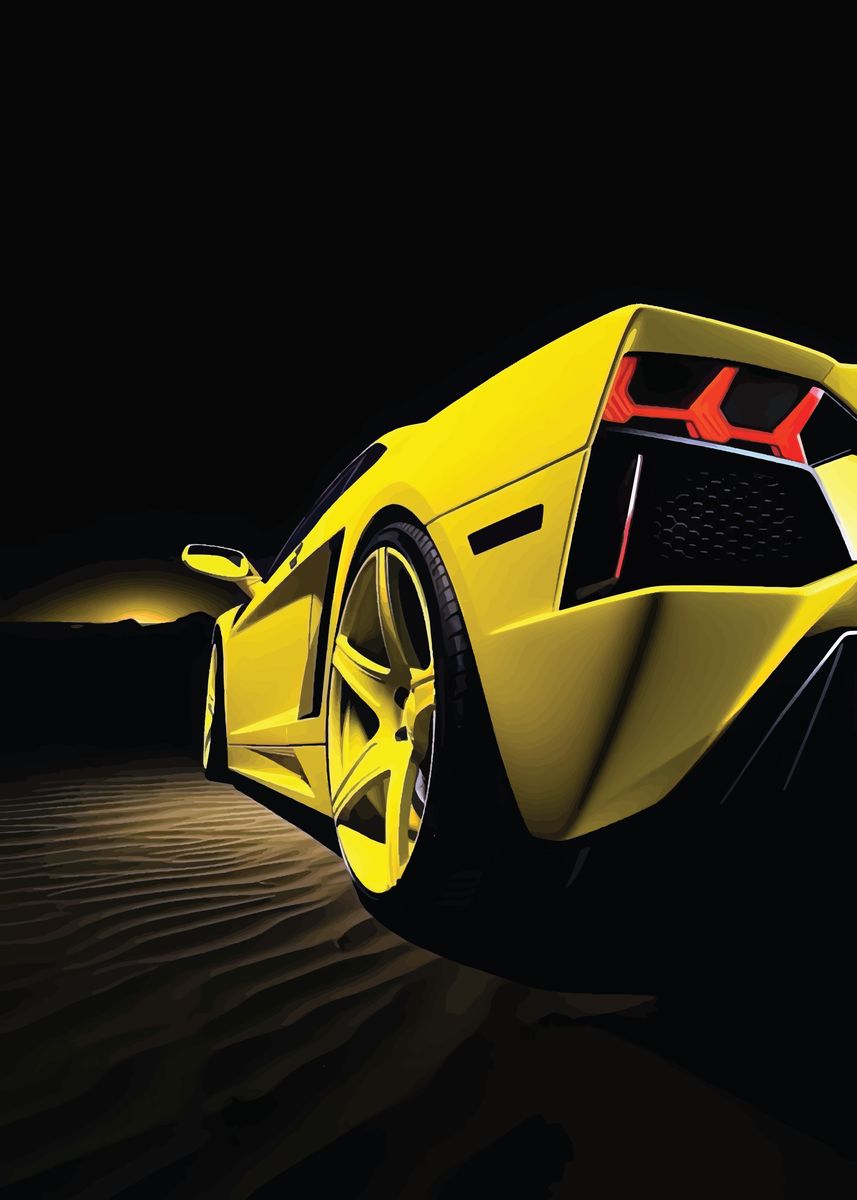 'AESTHETIC YELLOW CAR ' Poster, picture, metal print, paint by Kilua ...