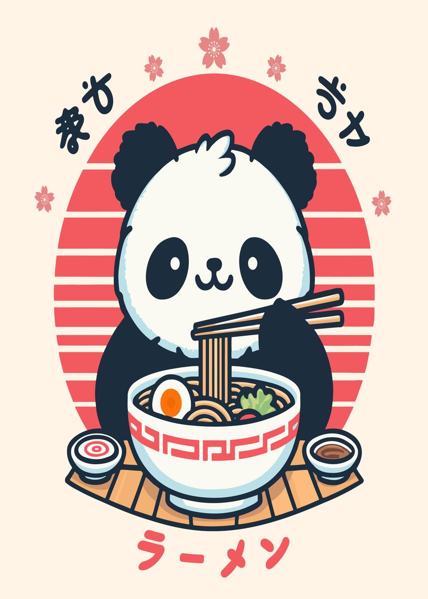 'sweet panda ramen' Poster, picture, metal print, paint by Biliacci ...