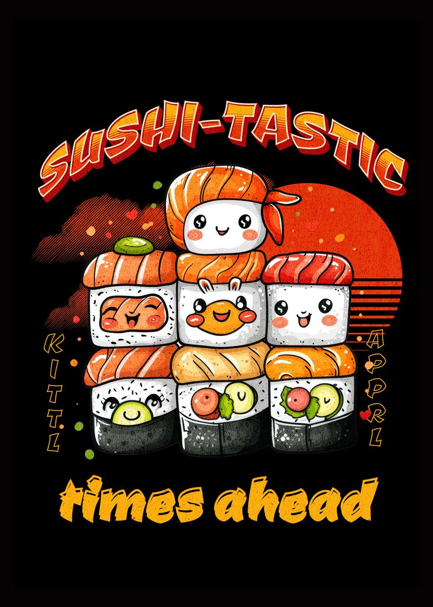 'Funny Japanese Sushi' Poster, picture, metal print, paint by Quirky ...