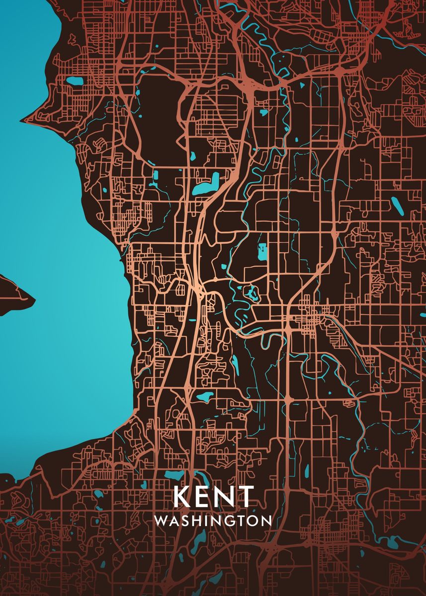 'Kent City Map' Poster, picture, metal print, paint by Miracle Studio ...