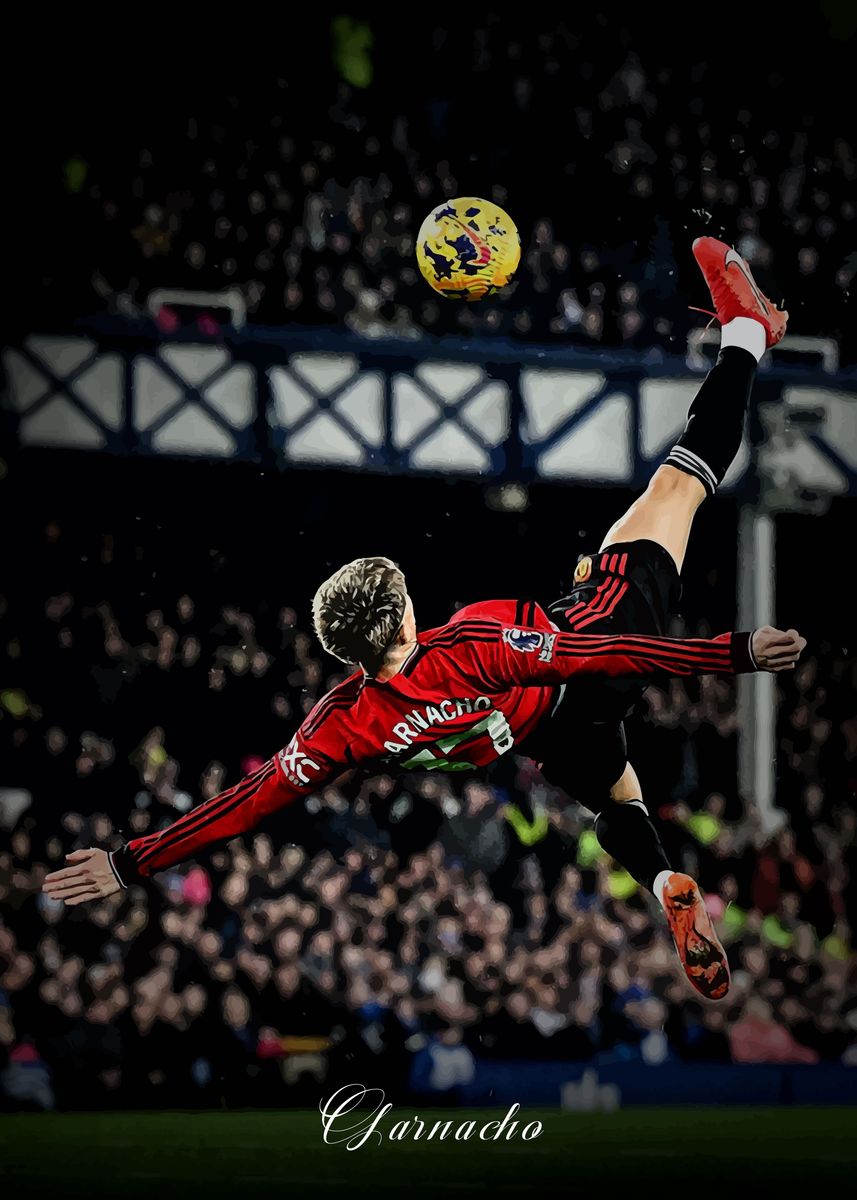 'Bicycle kick Garnacho' Poster, picture, metal print, paint by Gaming ...