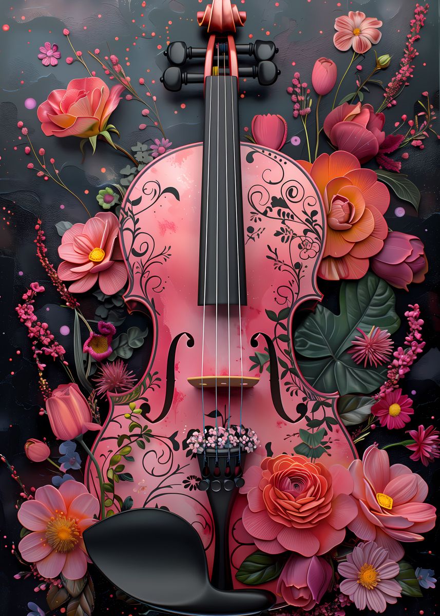 'Floral Violin' Poster, picture, metal print, paint by Melvina Poole ...