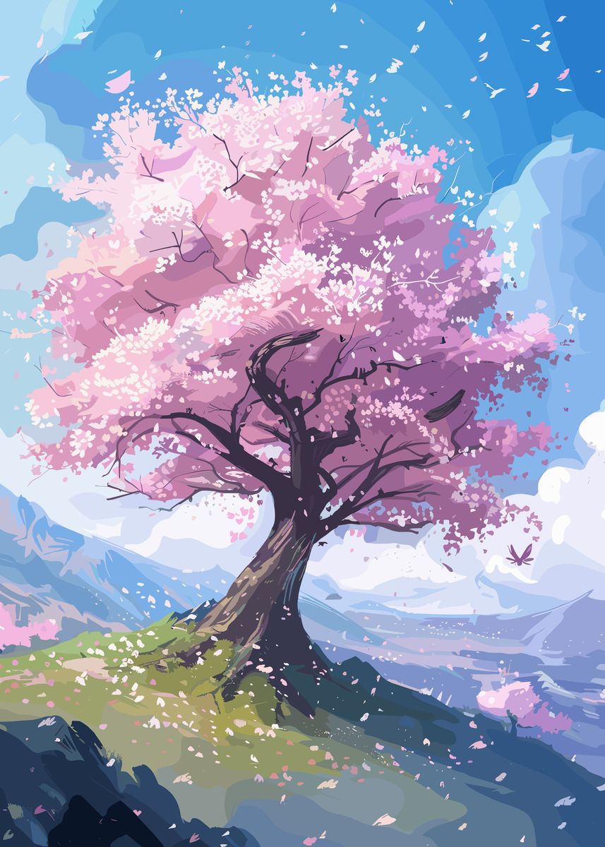 'Sakura Tree Illustration' Poster, picture, metal print, paint by Mesh ...