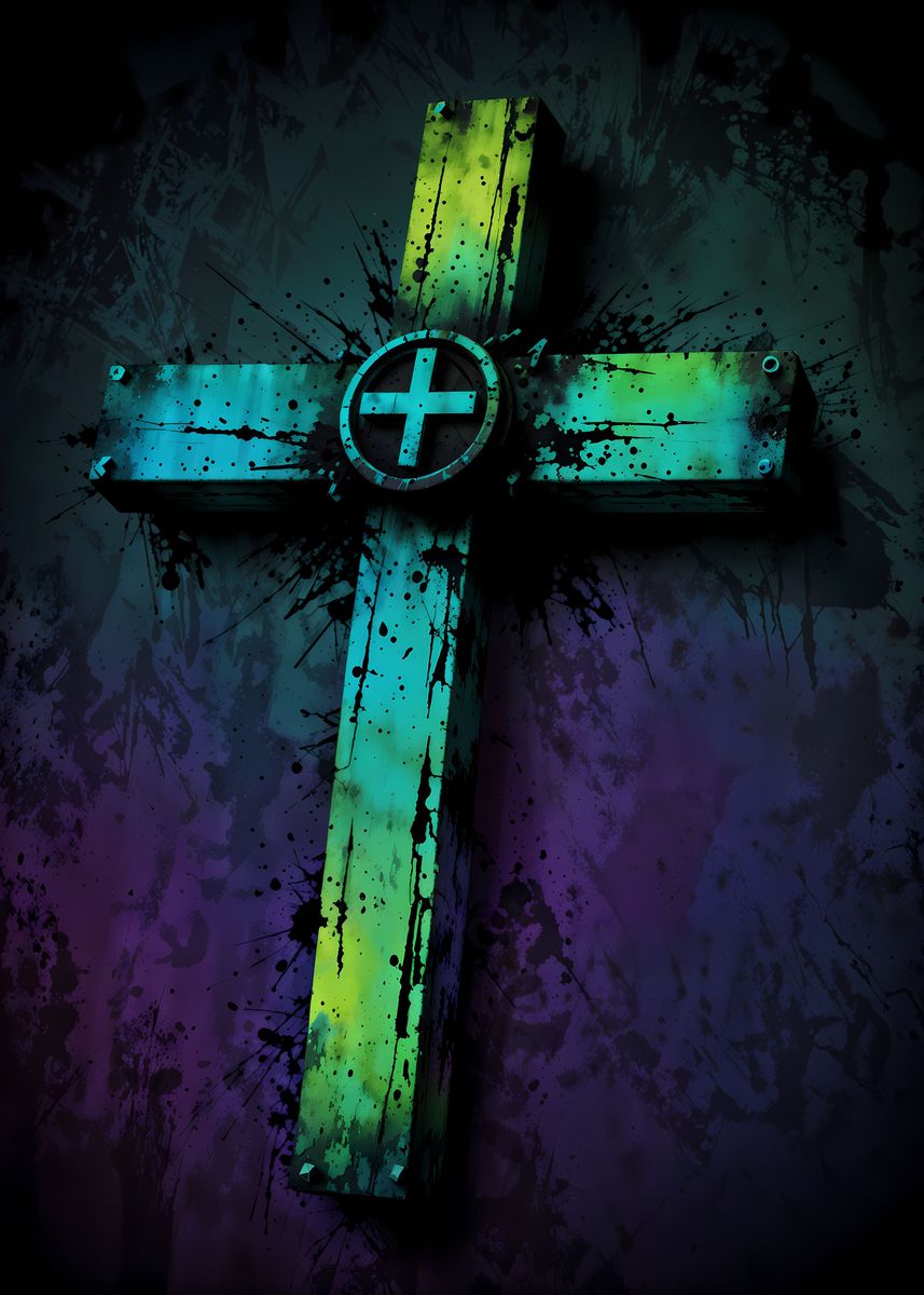 'Cross' Poster, picture, metal print, paint by VR World | Displate