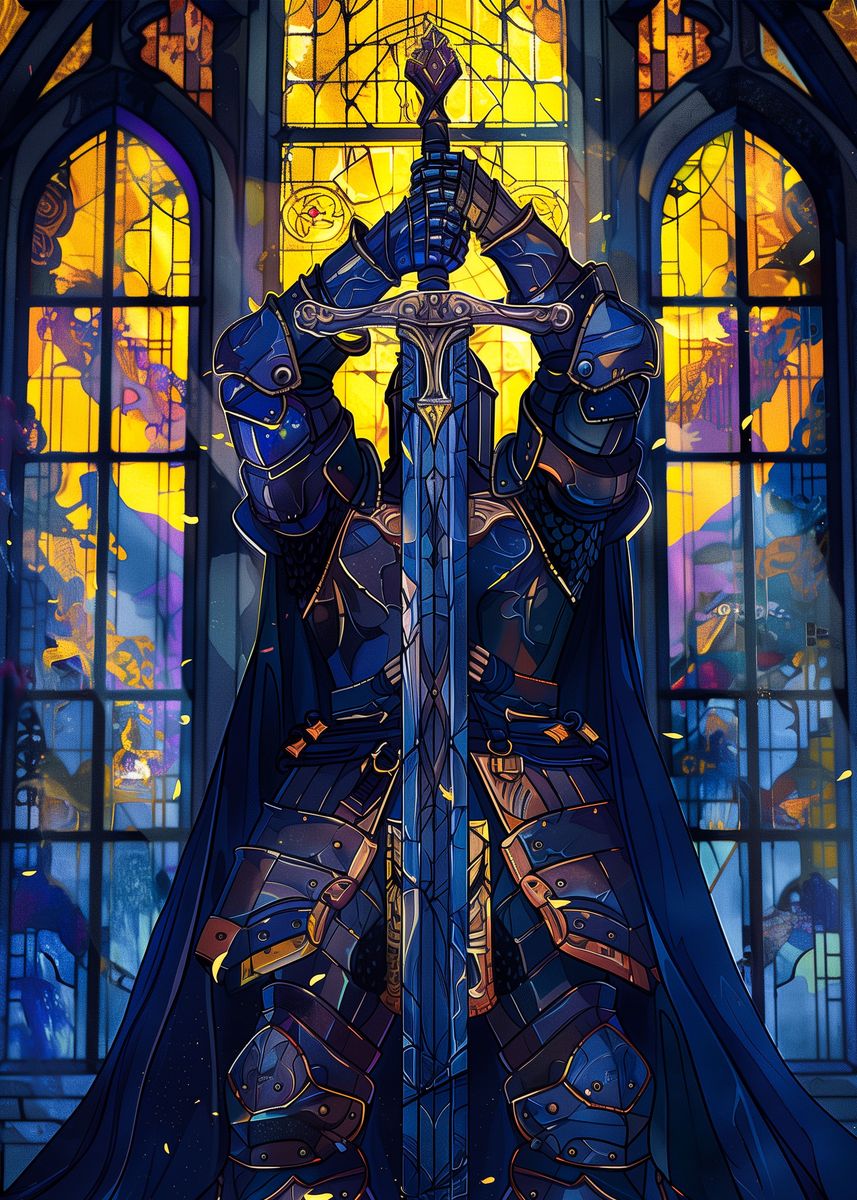 'Knight Paladin Stained' Poster, picture, metal print, paint by PERMADI ...