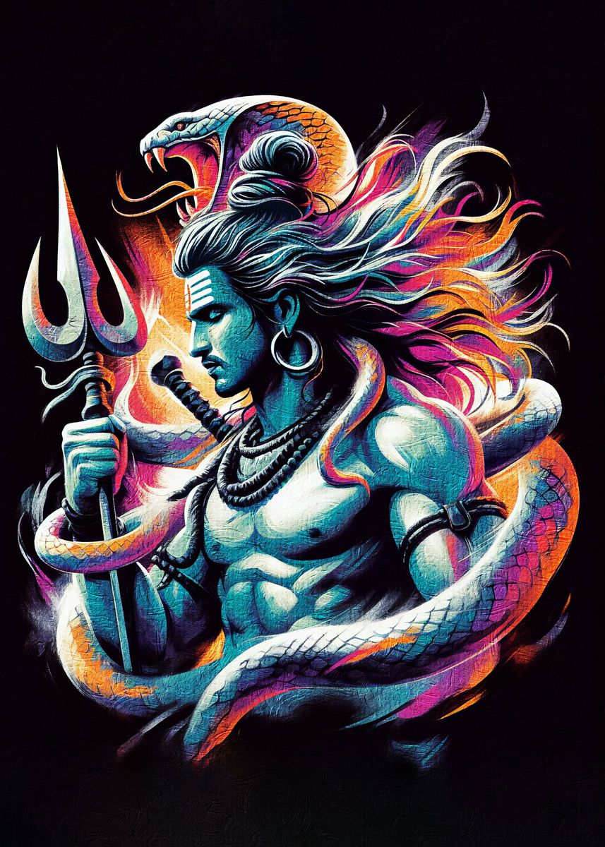 'Shiv Ji contemprory art' Poster, picture, metal print, paint by ...