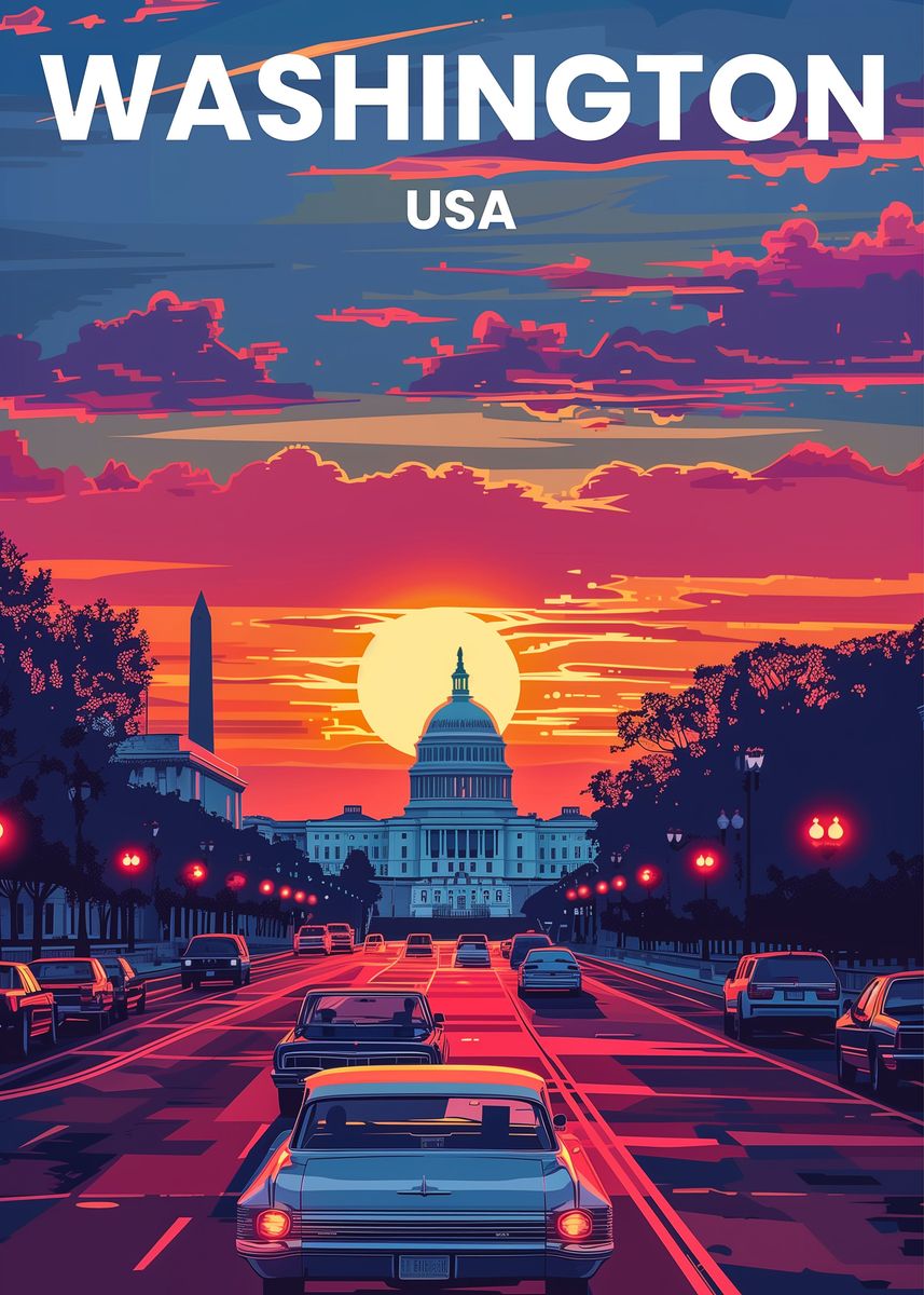 'Washington DC' Poster, picture, metal print, paint by Tapu Vlad | Displate