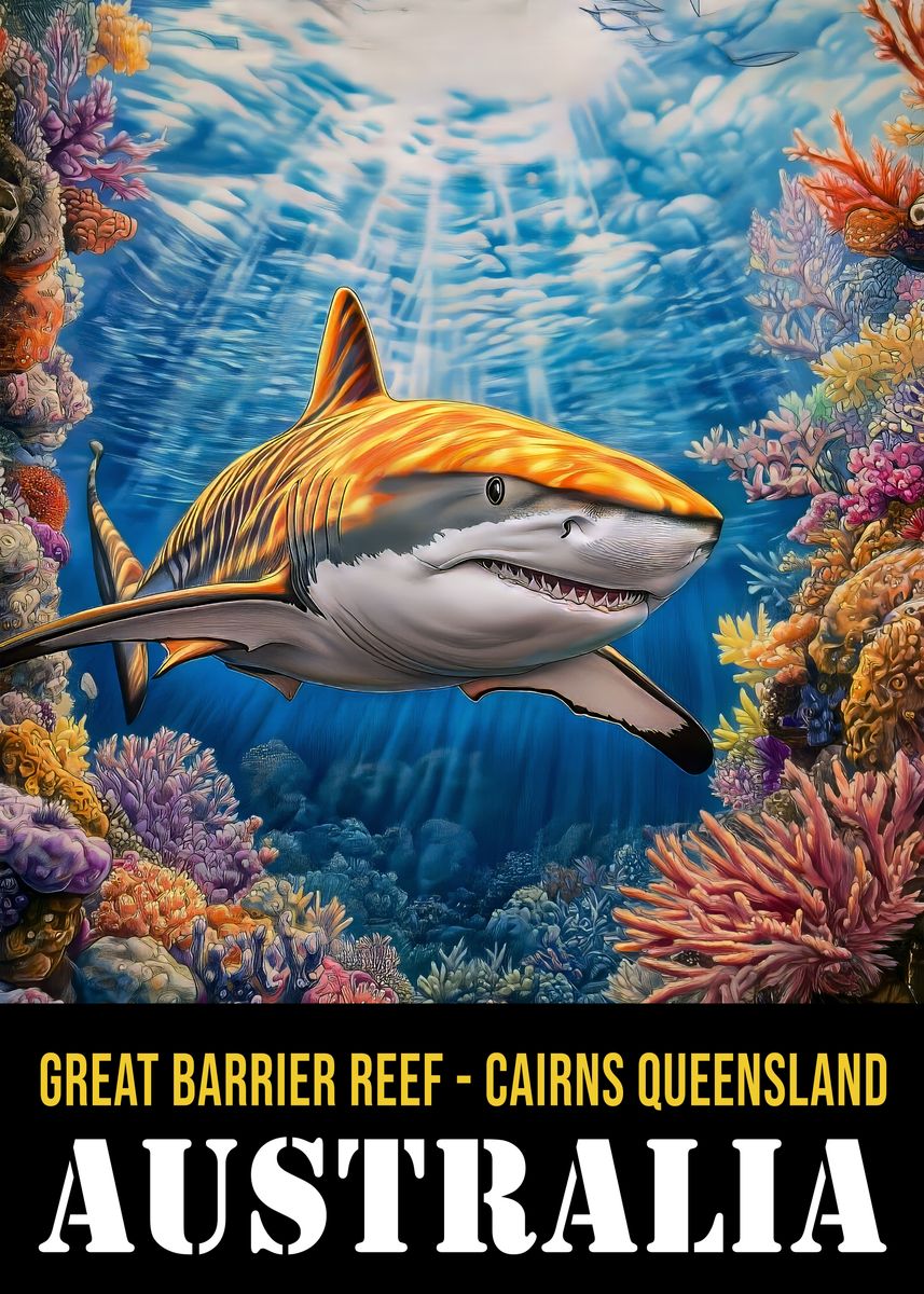 'Great Barrier Reef Shark' Poster, picture, metal print, paint by Steel ...