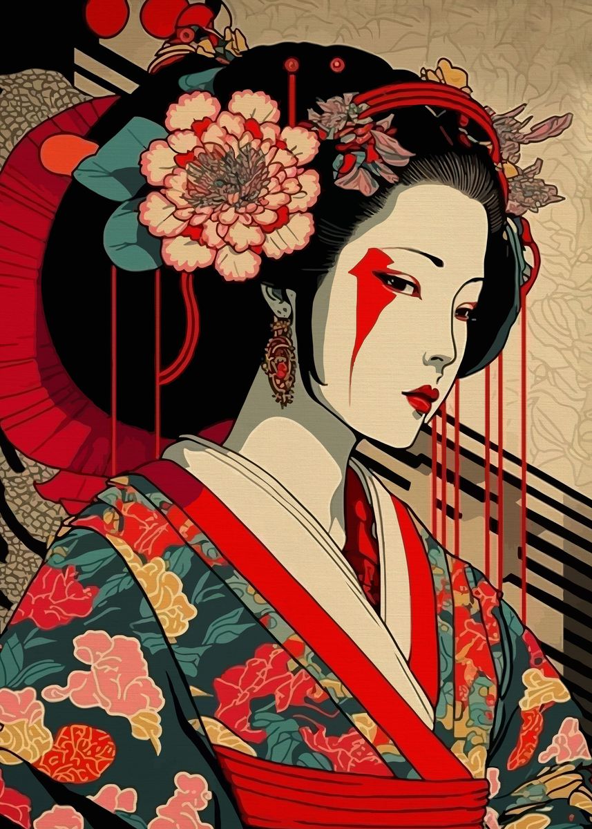 'geisha' Poster, picture, metal print, paint by asri majid | Displate