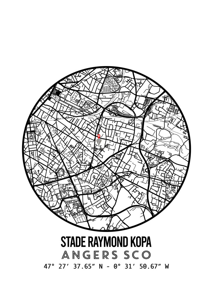 'Angers SCO Stadium' Poster, picture, metal print, paint by ken | Displate