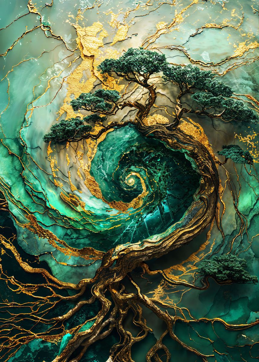 'Tree of Time Kintsugi Art' Poster, picture, metal print, paint by ...