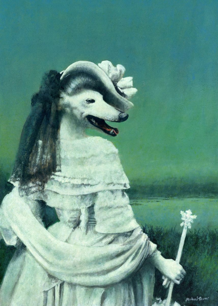 'Whippet Woman In White' Poster, picture, metal print, paint by Michael ...