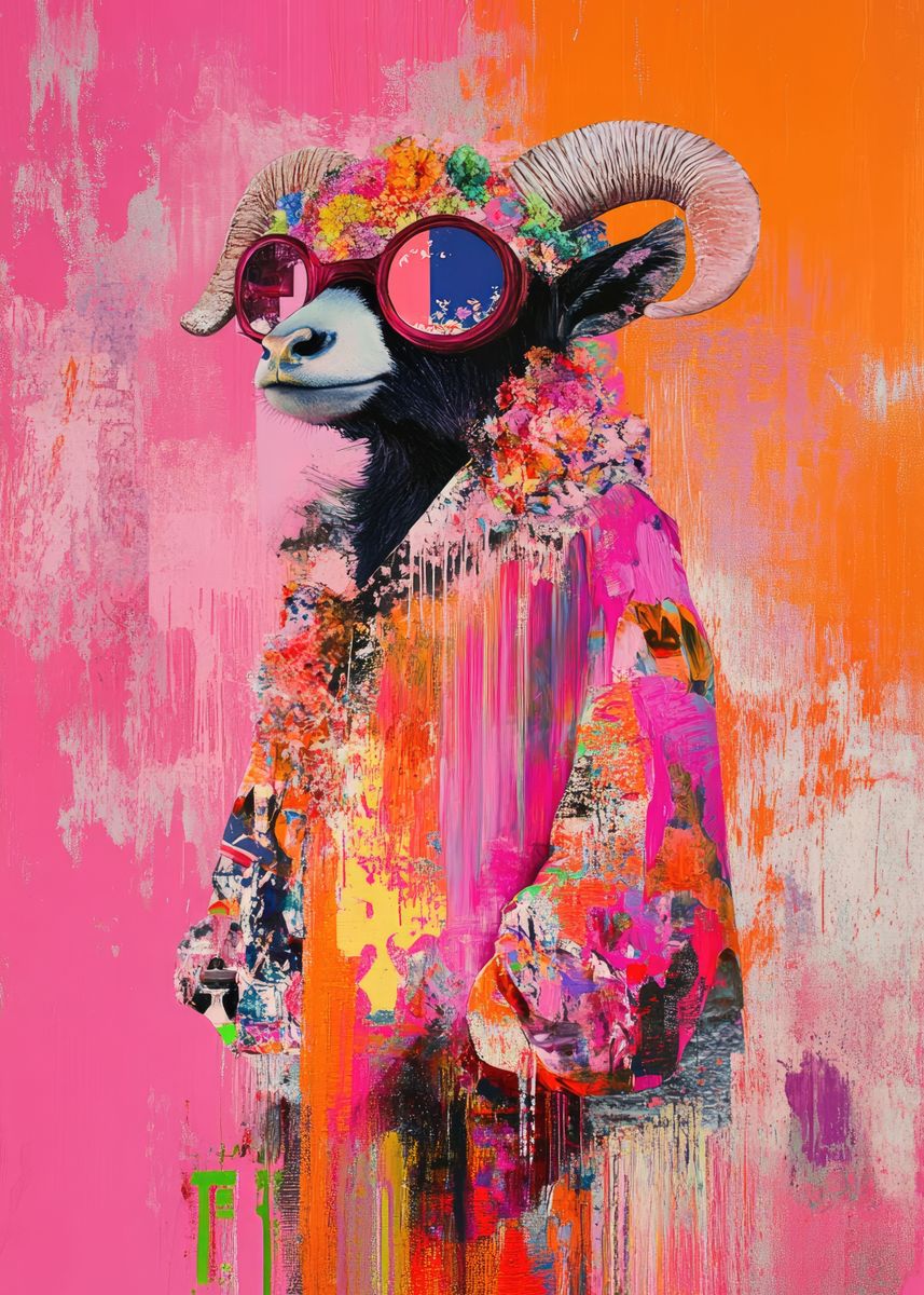 'Funky Goat Vibes' Poster, picture, metal print, paint by Gulden ...