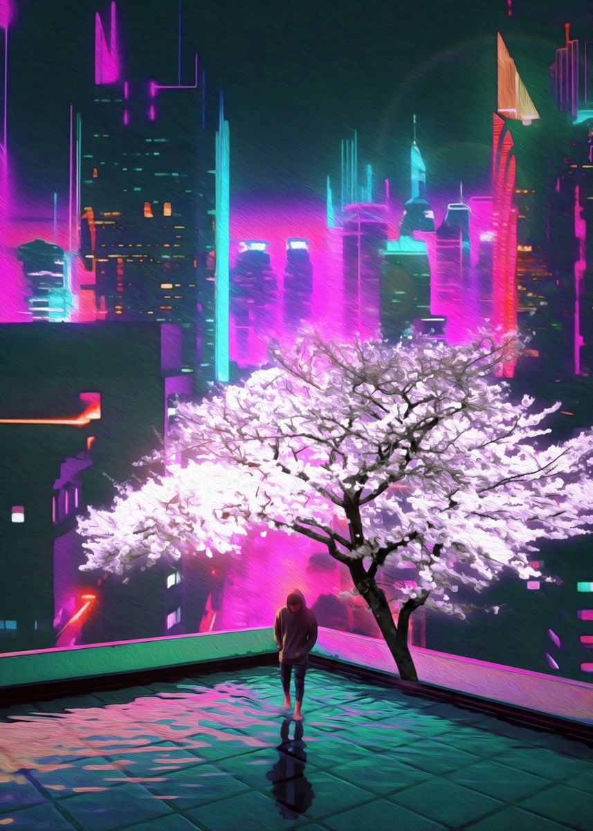 'Cyber Roof Garden ' Poster, picture, metal print, paint by Alyx Will ...
