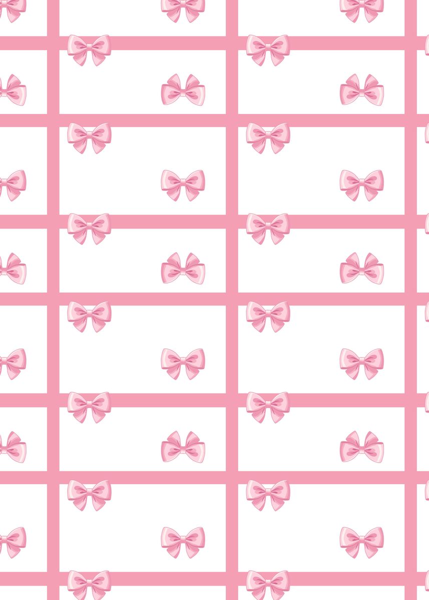 'Cute Coquette Pink Bows' Poster, picture, metal print, paint by ...