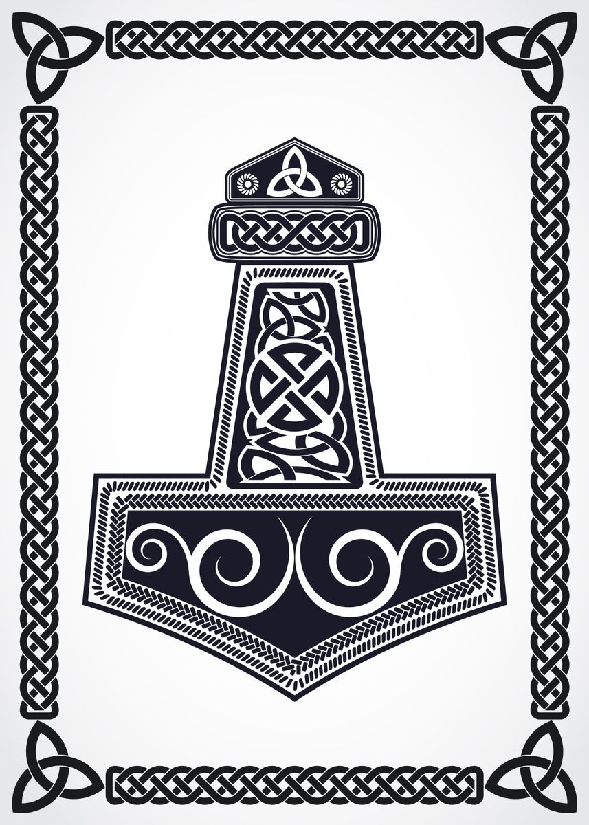 'Mjolnir Thor hammer symbol' Poster, picture, metal print, paint by ...