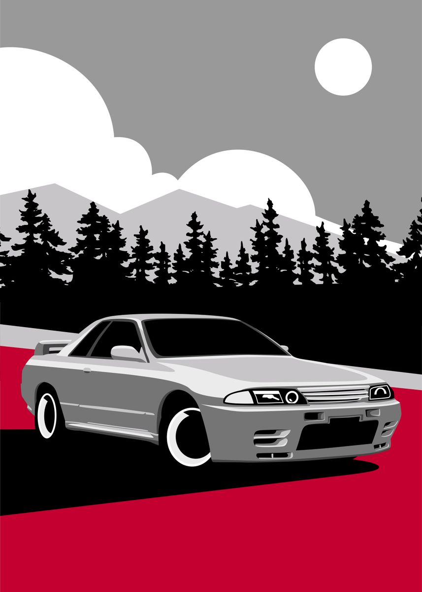 'Nissan R32 skyline GTR' Poster, picture, metal print, paint by ...