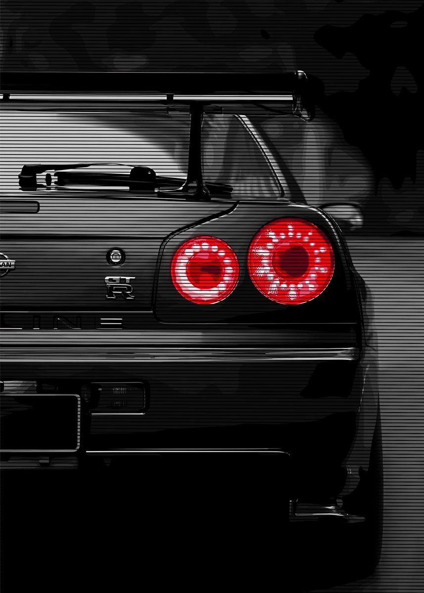 'Nissan GTR R34' Poster, picture, metal print, paint by Boon Edgar ...