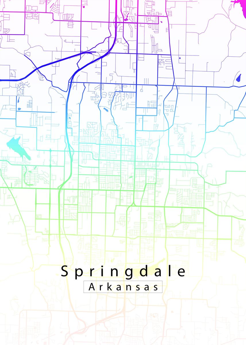 'Springdale Arkansas Map' Poster, picture, metal print, paint by Robin ...